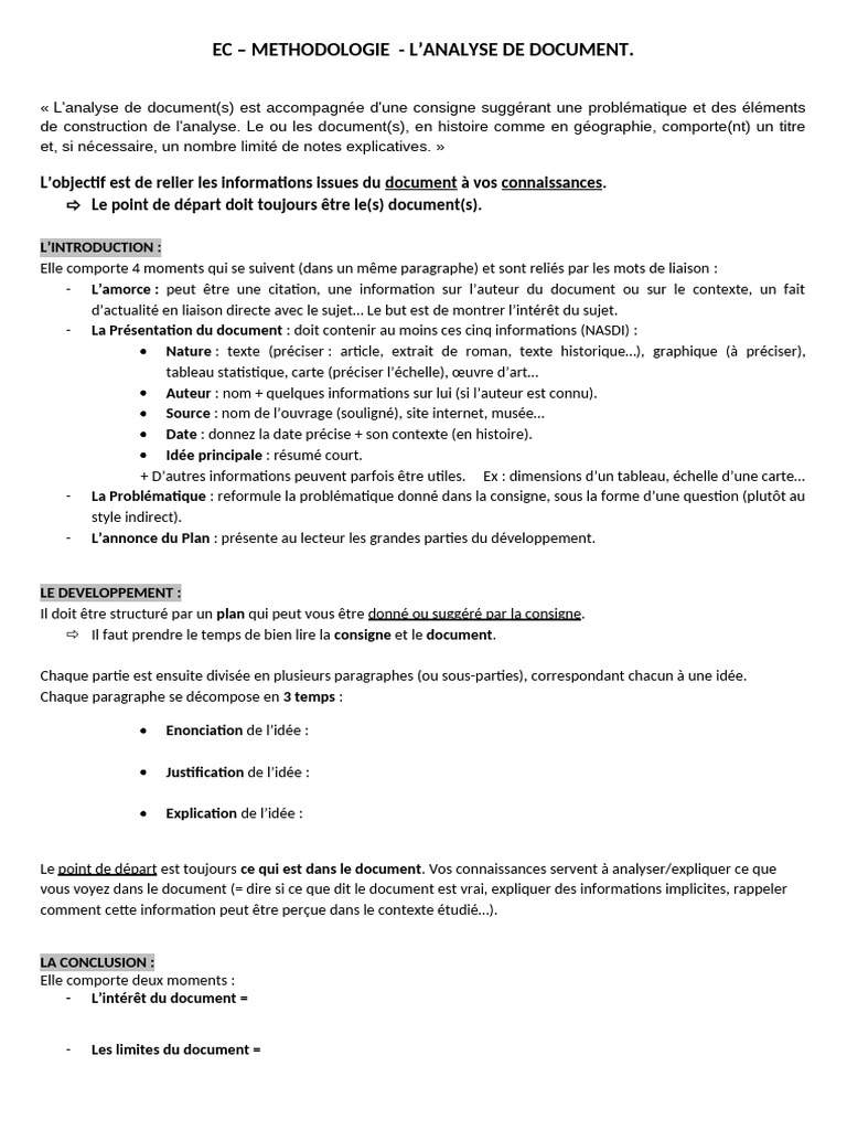 Méthodologie d'Analyse de Document | PDF | Informations | Enseignement ...