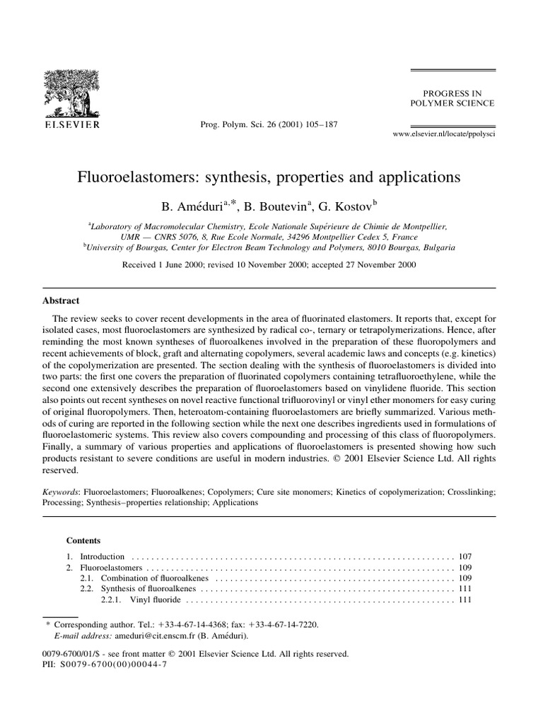 Fluoroelastomers - Synthesis, Properties and Applications | PDF ... Fluoroelastomers - Synthesis, Properties and Applications | PDF ...