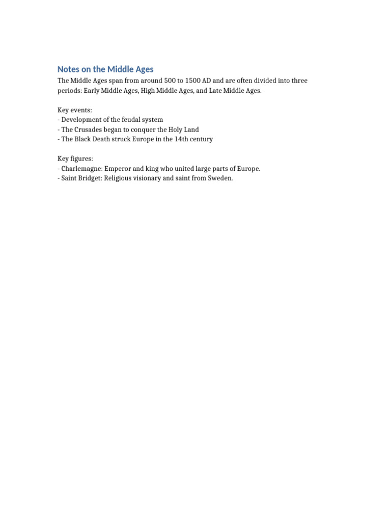 Overview of the Middle Ages History | PDF