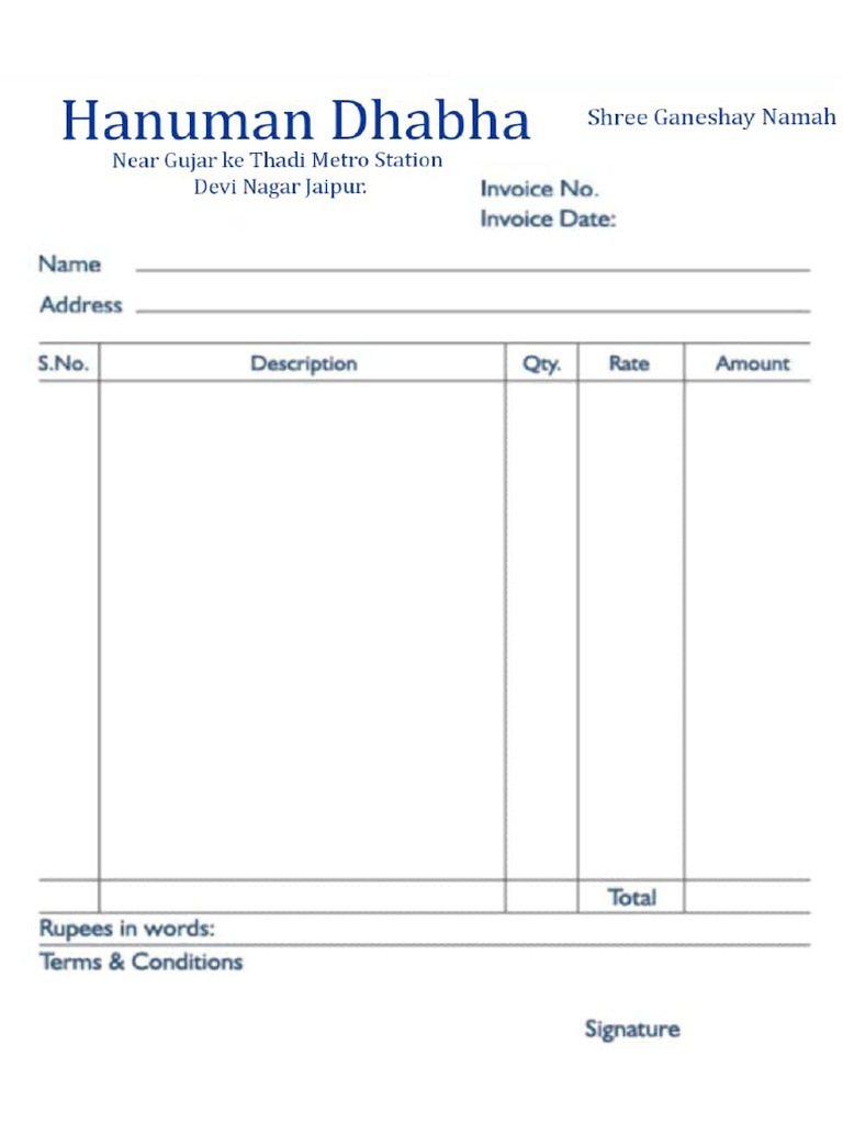 Bill Example Template Restaurant | PDF