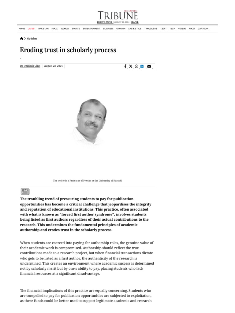 Eroding Trust in Scholarly Process | PDF