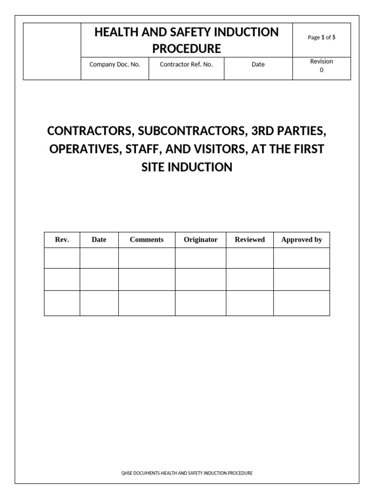 Health & Safety Induction Guide | PDF | Occupational Safety And Health ...