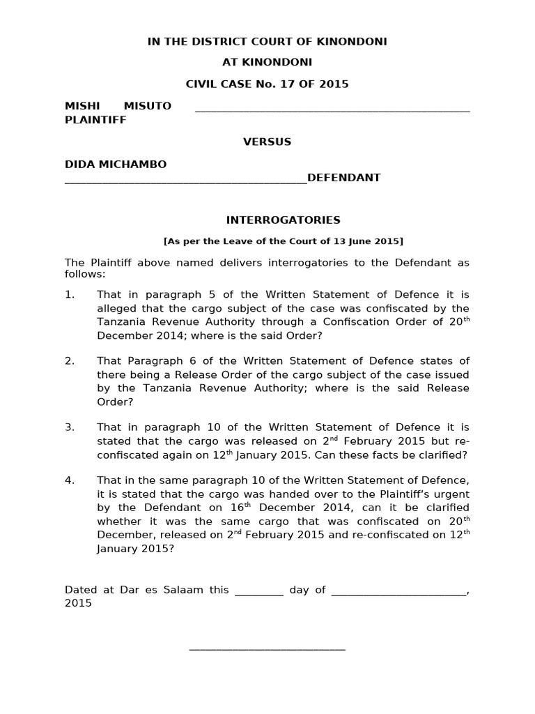 Sample Interrogatories-1 | PDF | Business | Finance & Money Management