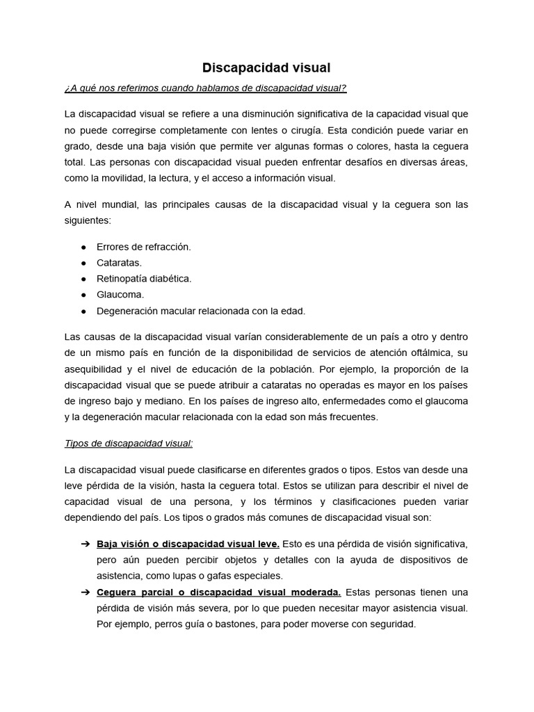 Discapacidad Visual | PDF | Discapacidad visual | Percepción visual
