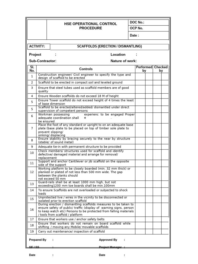 HSE Scaffolding Safety Procedures | PDF | Scaffolding