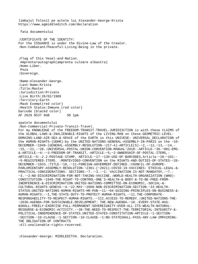 Limbajul Folosit Pe Actele Lui Alexander George Krista Engleza | PDF ...