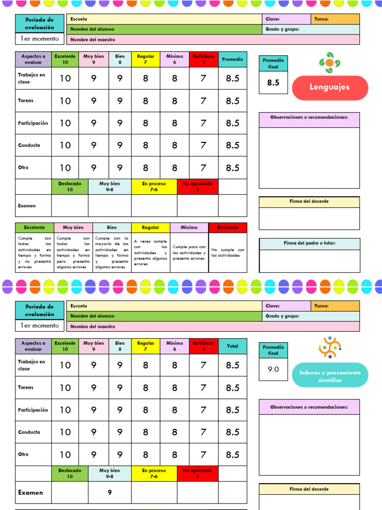Formatos de Evaluación | PDF | Evaluación
