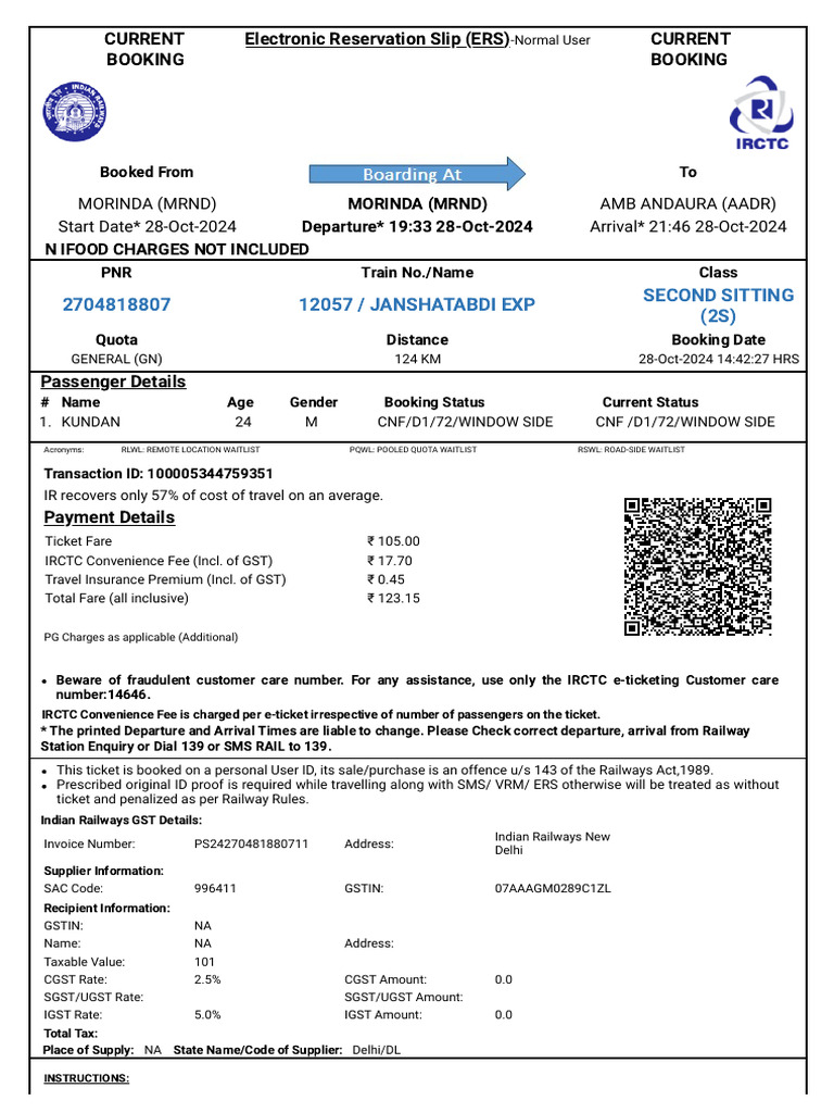 Janshatabdi Exp Second Sitting (2S) : Current Booking Electronic ...