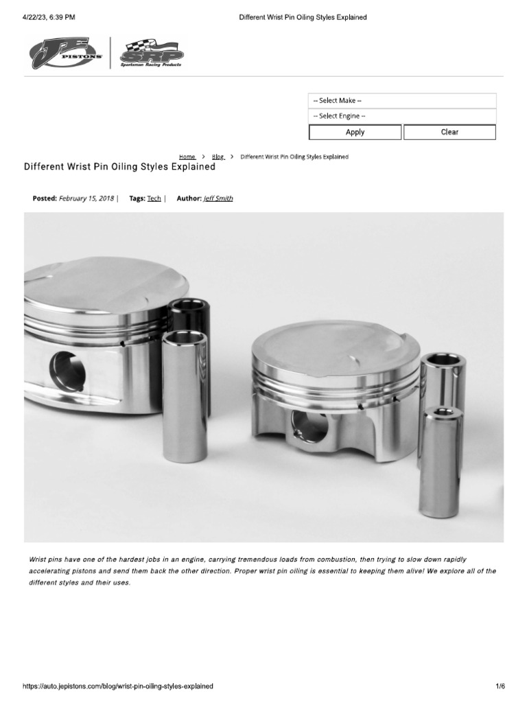 Wrist Pin Lubrication | PDF