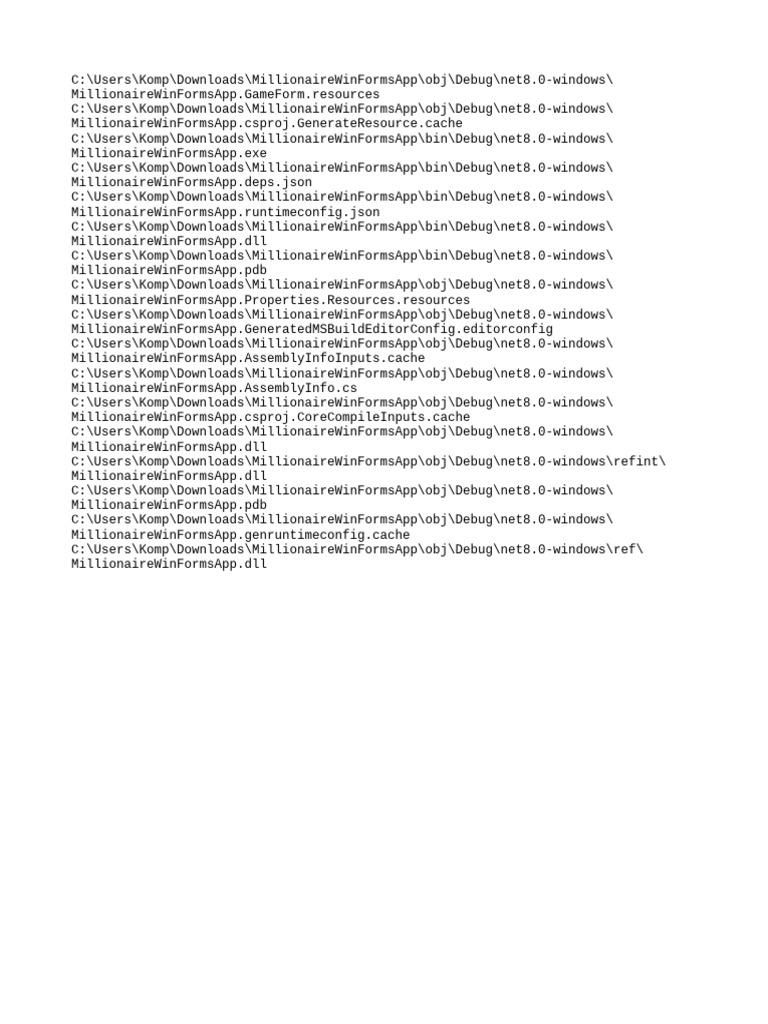 MillionaireWinFormsApp Csproj FileListAbsolute | PDF | Computers