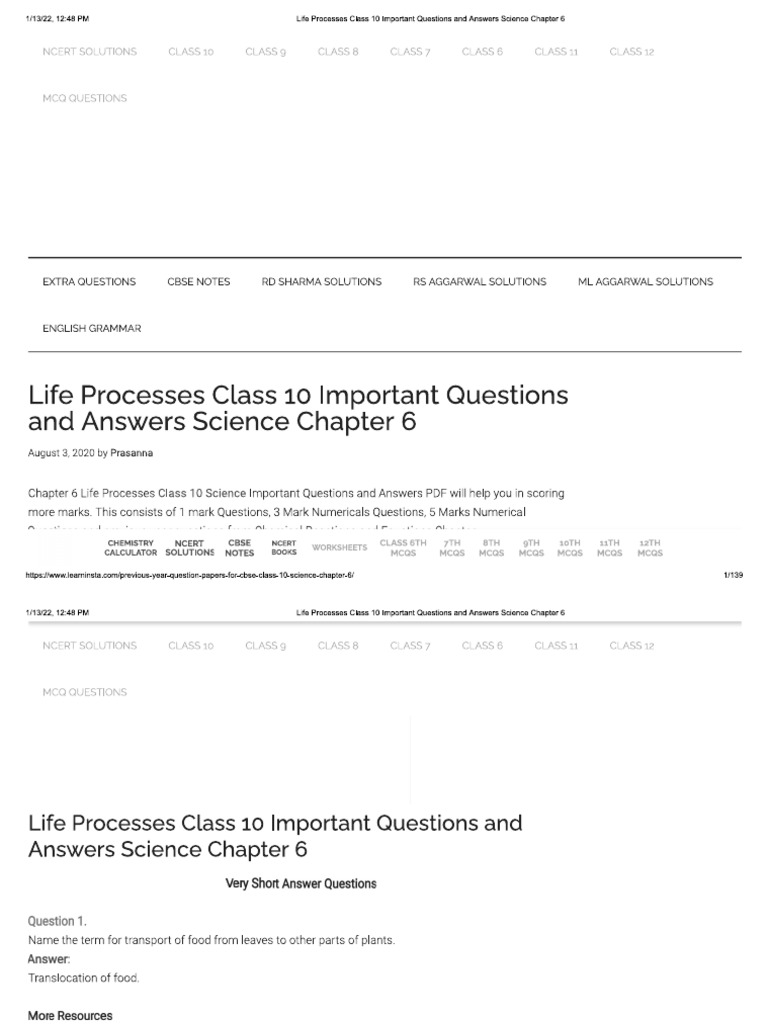 Life Process PDF 1 | PDF