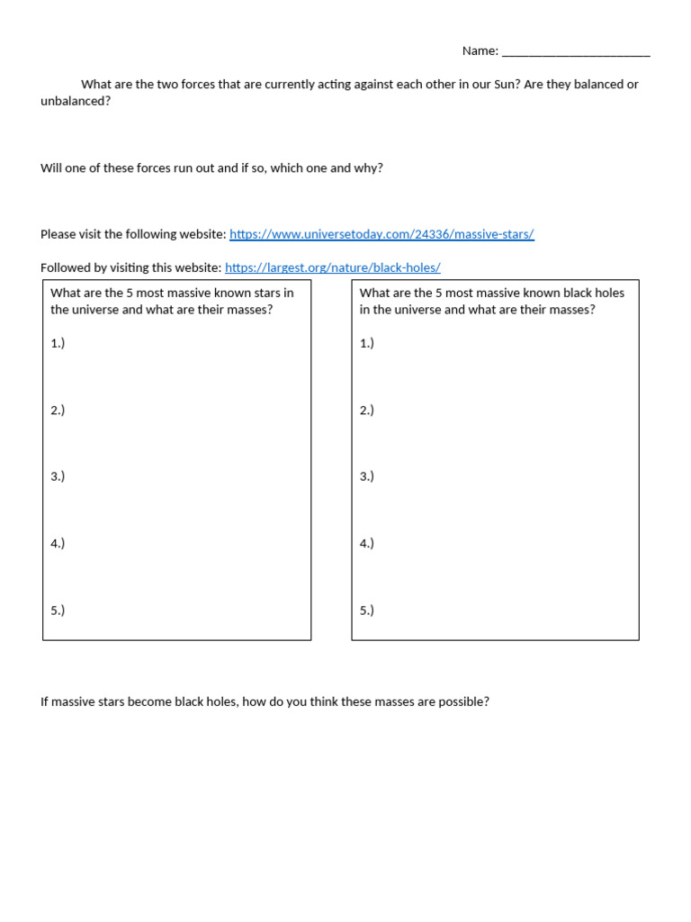 Black Holes Lesson | PDF