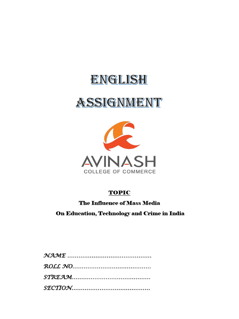 English Assignment Front | PDF