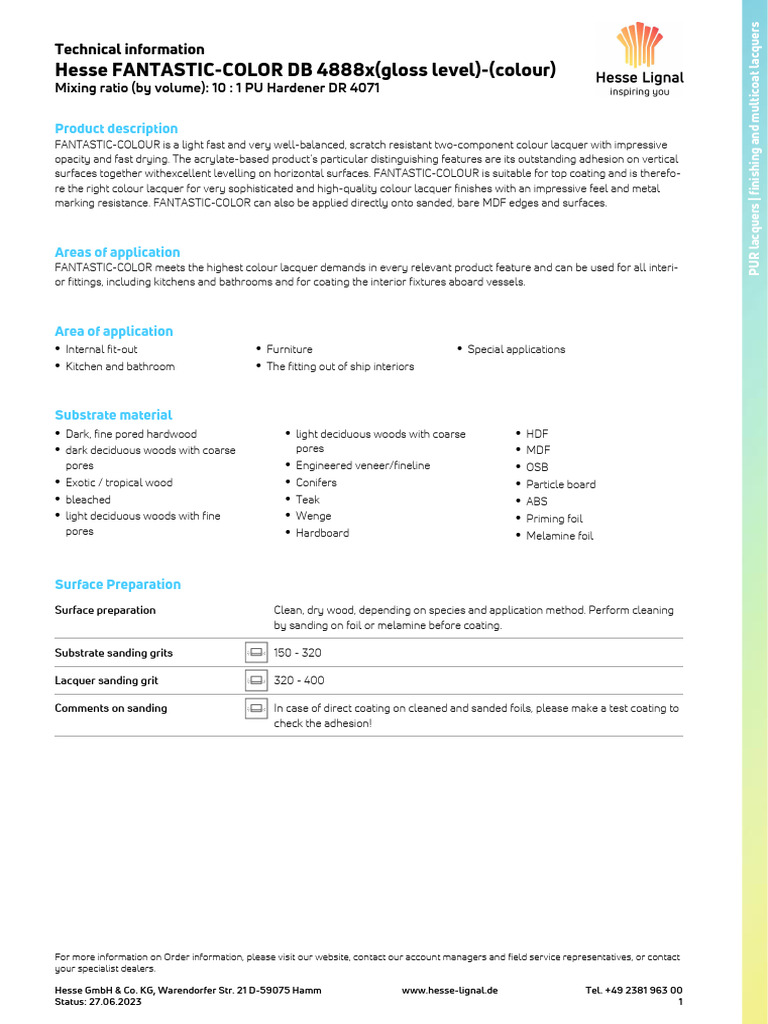 Hesse FANTASTIC-COLOR Technical Guide | PDF | Wood | Coating