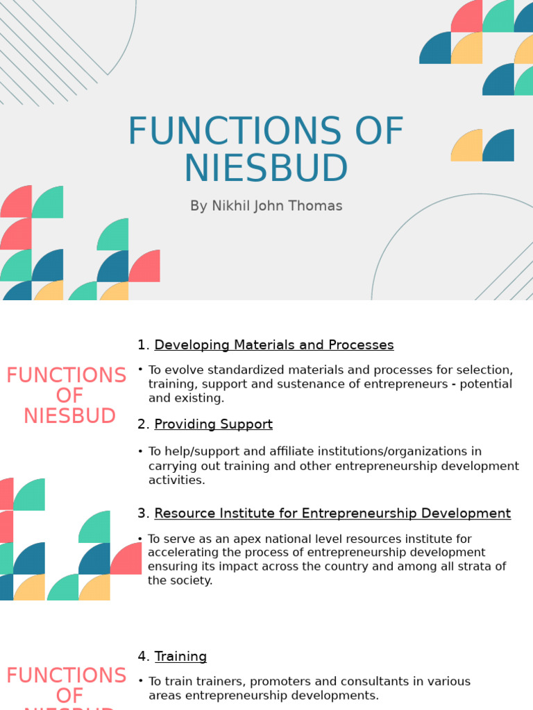 Functions of NIESBUD | PDF