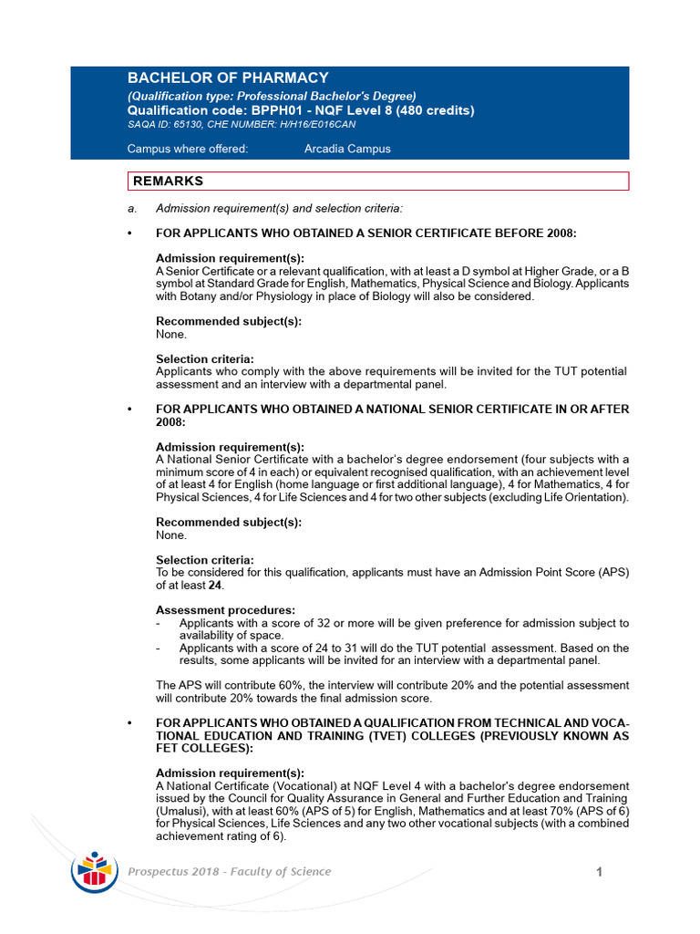 APS Requirements for Pharmacy Degree | PDF | Pharmacy | Pharmacology