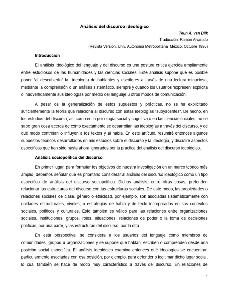 An-Lisis Del Discurso Ideol-Gico Resumido | PDF | Discurso | Ideologías