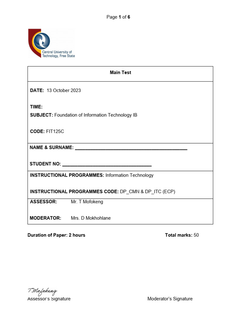 FIT125C Main Test Memo | PDF | Computer Network | Ip Address