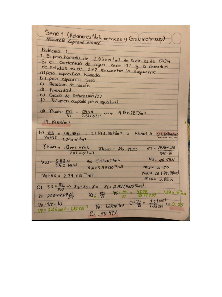 Serie 1 Relaciones Gravimetricas MNL | PDF