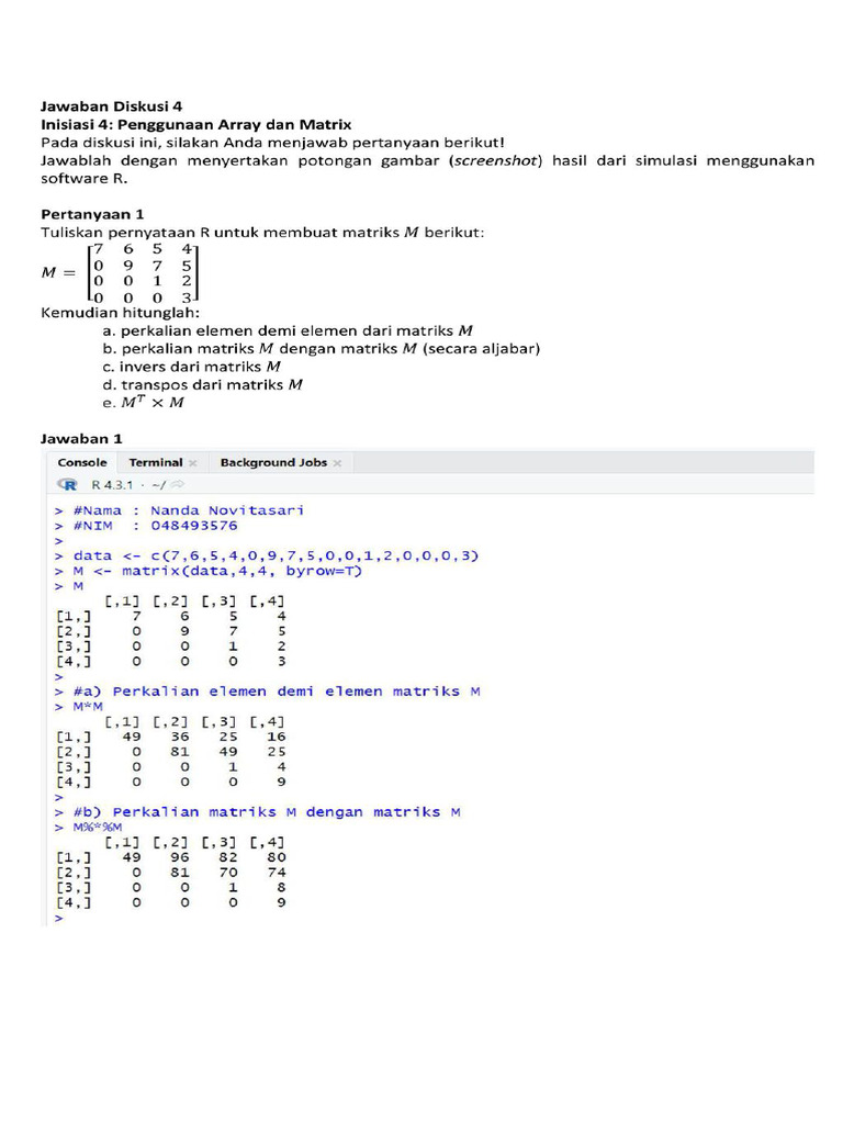 Jawaban Diskusi 4 Sats4111 Komputer 1 2 | PDF