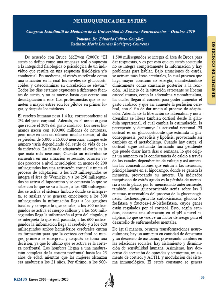Neuroquimica Del Estres | PDF | Estrés (biología) | Cortisol