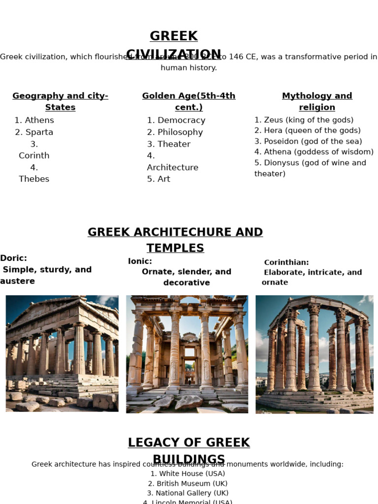 Overview of Greek Civilization and Architecture | PDF | Art | History