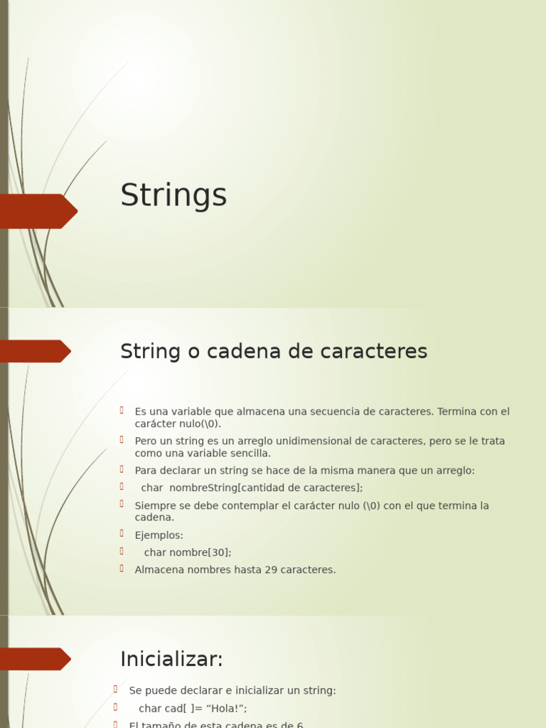 Manejo de Strings en C: Guía Completa | PDF | Métodos y materiales de ...