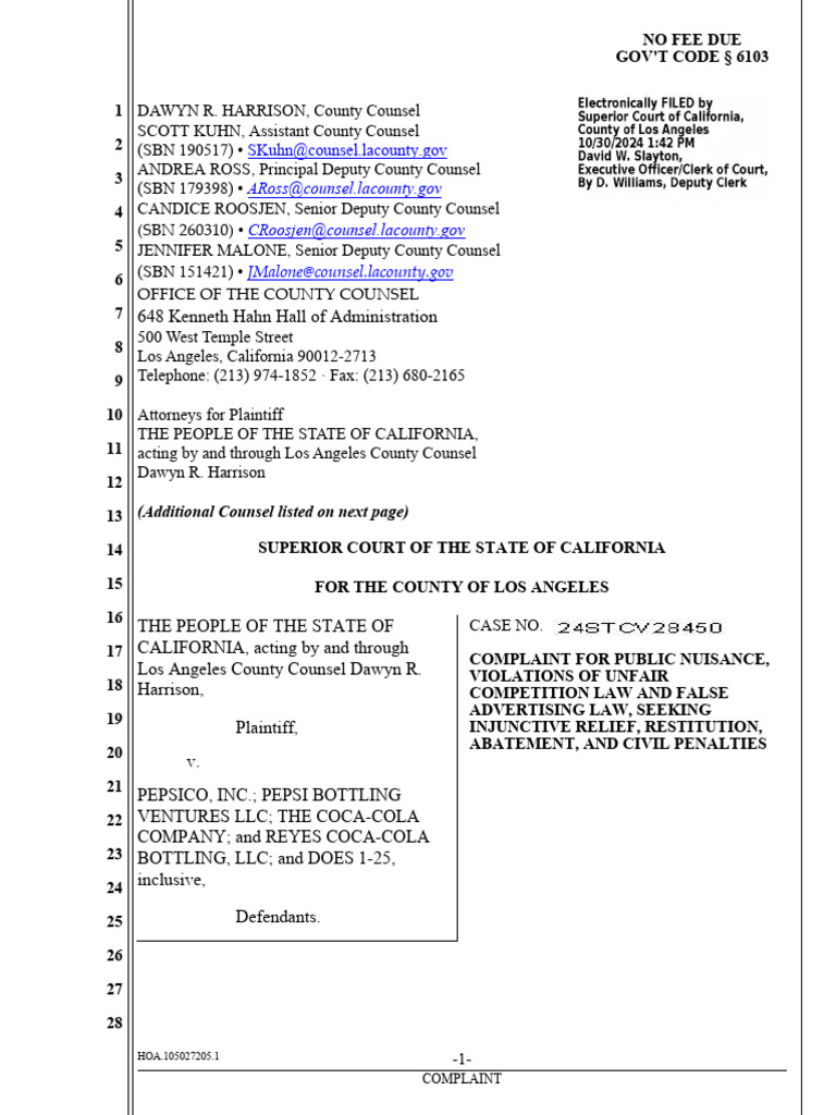 LA County Sues Pepsi and Coca-Cola Over Plastic Beverage Pollution and ...