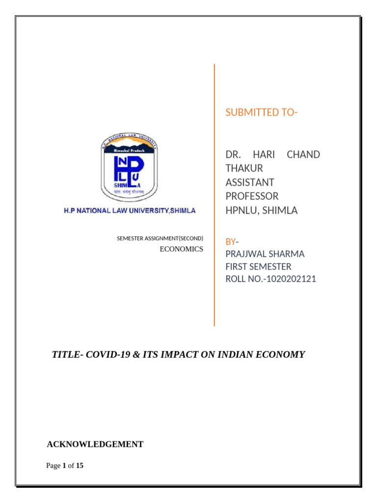 COVID-19's Impact on Indian Economy | PDF | Recession | Petroleum