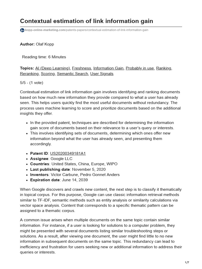 Contextual Estimation of Link Information Gain | PDF | Information ...