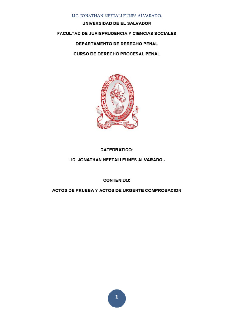 Guia de Actos de Prueba y Actos de Urgente Comprobacion. 2024. Lic ...