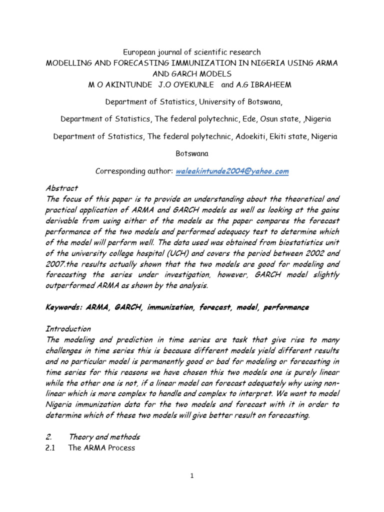 Akintunde Ibrahim and Oyekunle | PDF | Errors And Residuals | Coefficient Of Determination