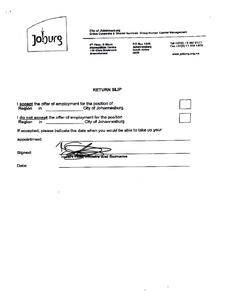 Return Slip | PDF