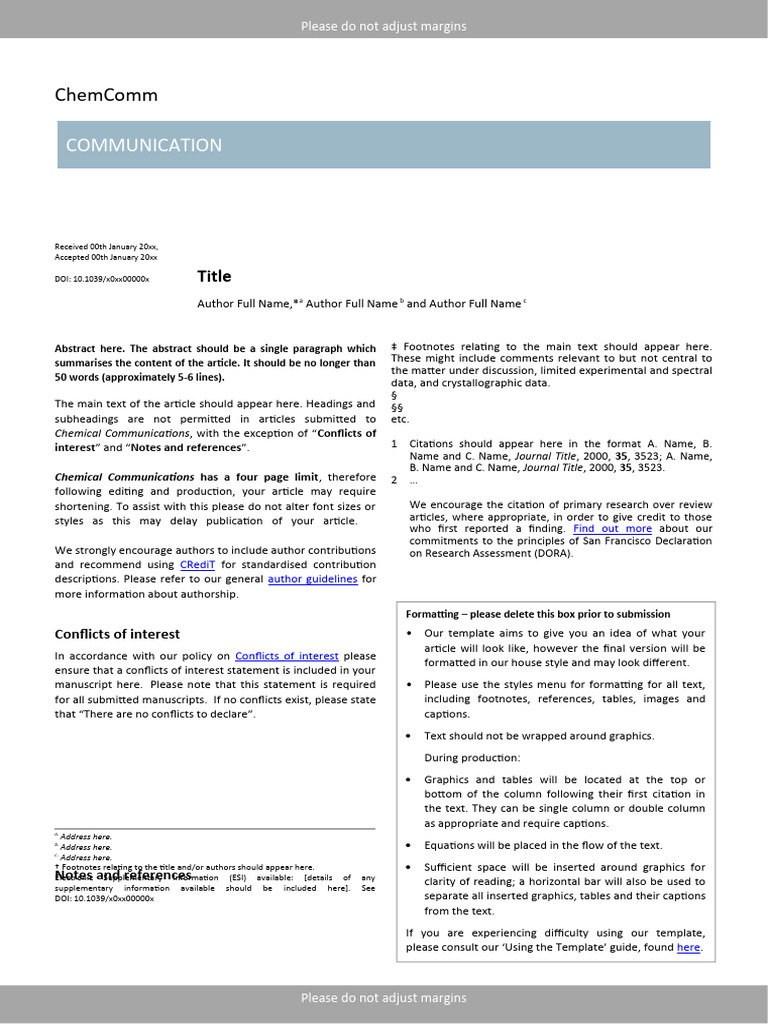 Chemcomm - Com Template 1.0 | PDF | Citation | Writing