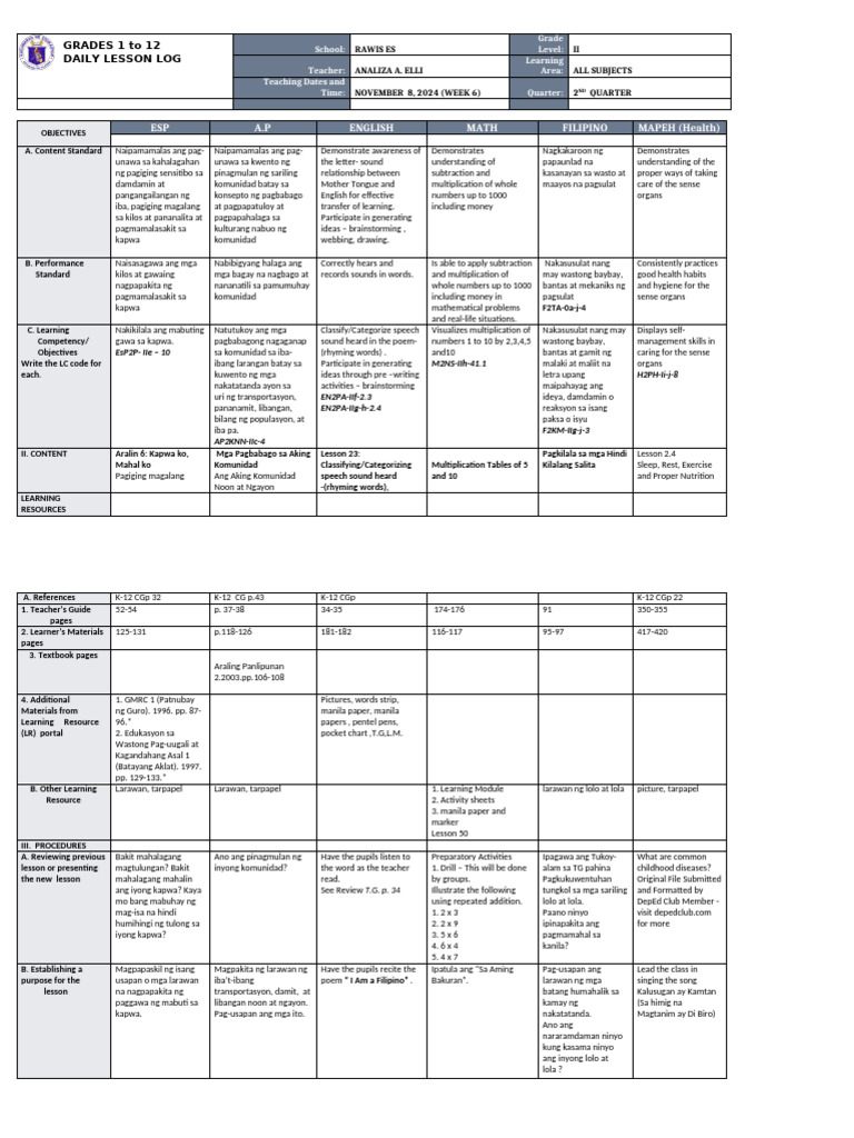 DLL All Subjects 2 q2 w6 d4 | PDF