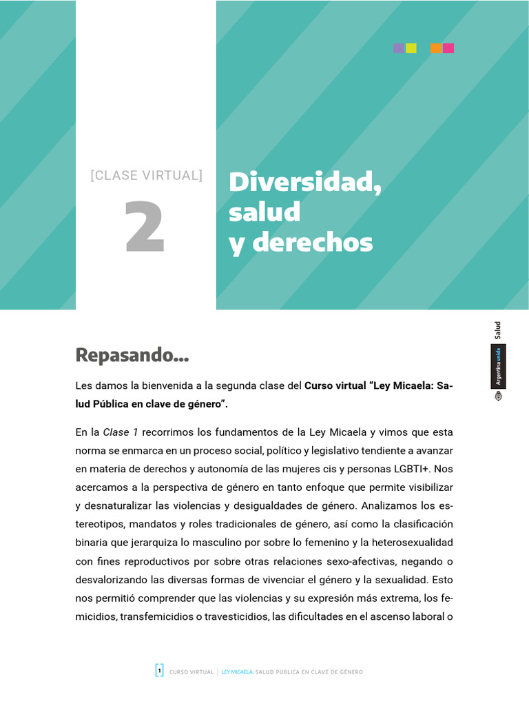 Clase Virtual 2 Diversidad, Salud y Derechos | PDF | La sexualidad humana | Identidad de género