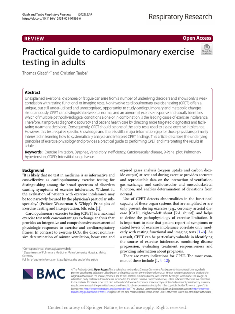 Practical Guide To Cardiopulmonary Exercise Testin | PDF | Pulse | Lung