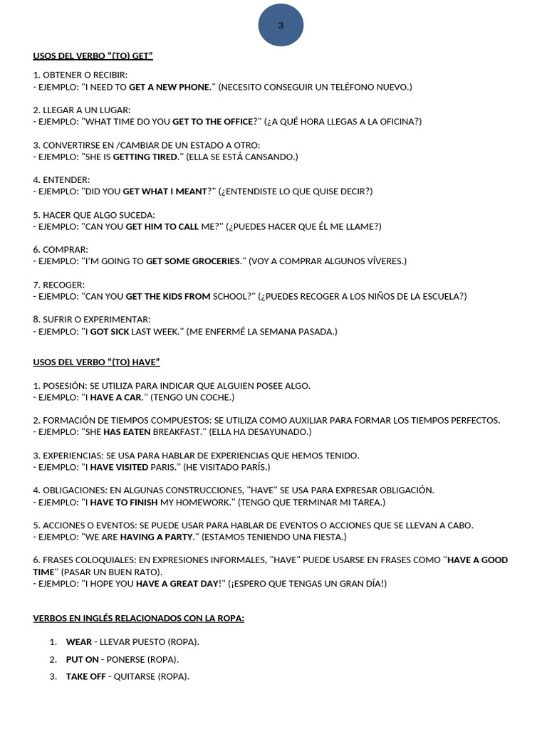 Usos Del Verbo Get | PDF | Artes del Lenguaje y Comunicación