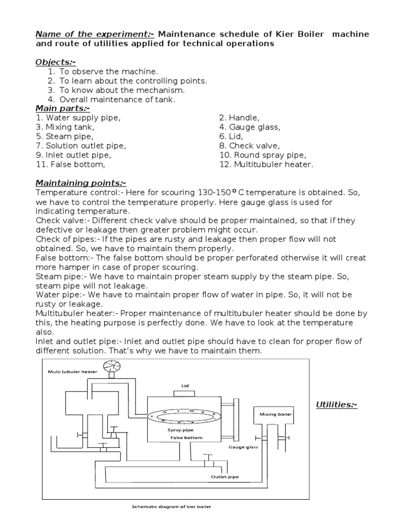 Maintenance Procedures and Schedule for a Kier Boiler System: Ensuring ...