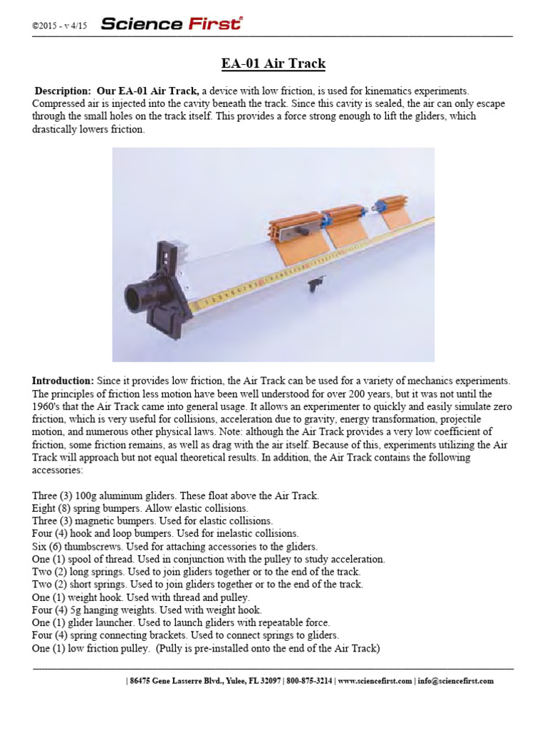 EA-01 Air Track for Kinematics Experiments | PDF | Collision | Force