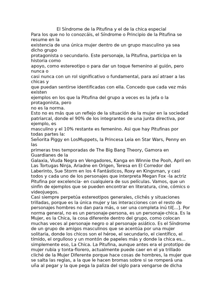 El Síndrome de la Pitufina en la Cultura | PDF