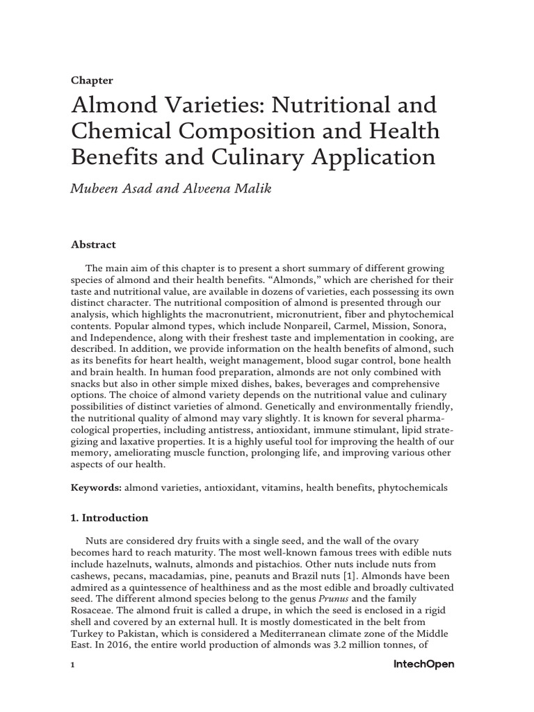 Almond Varieties: Nutrition & Benefits | PDF | Almond | Fat