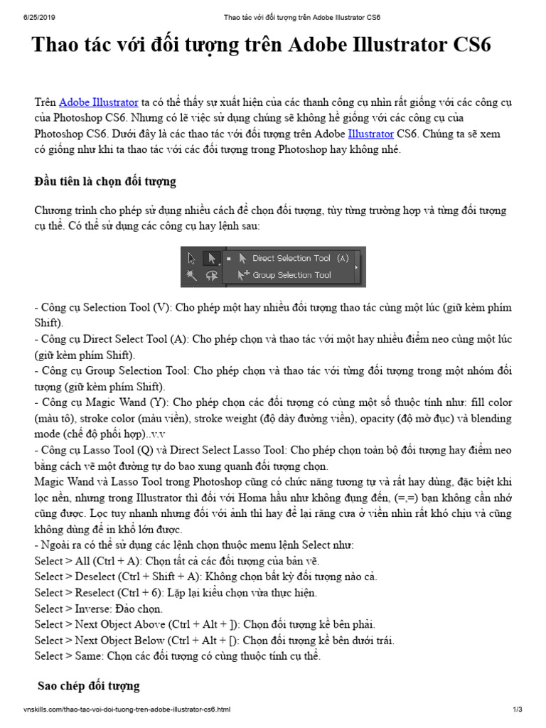 Thao tác với đối tượng trên Adobe Illustrator CS6 | PDF