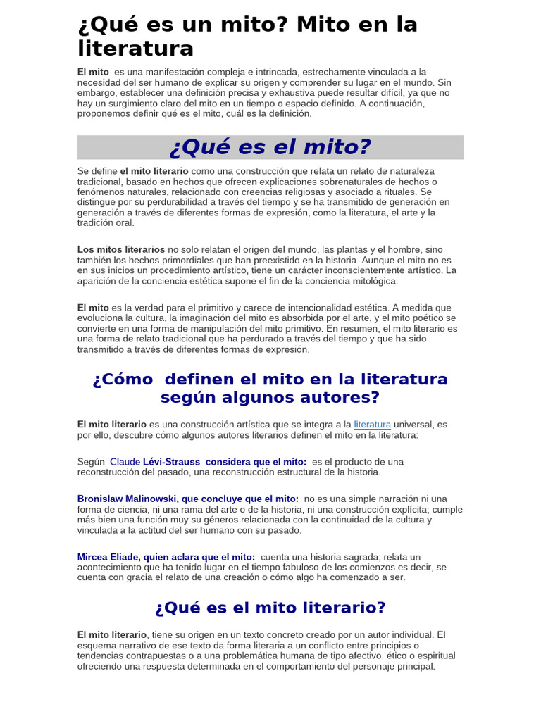 Qué Es Un Mito | PDF