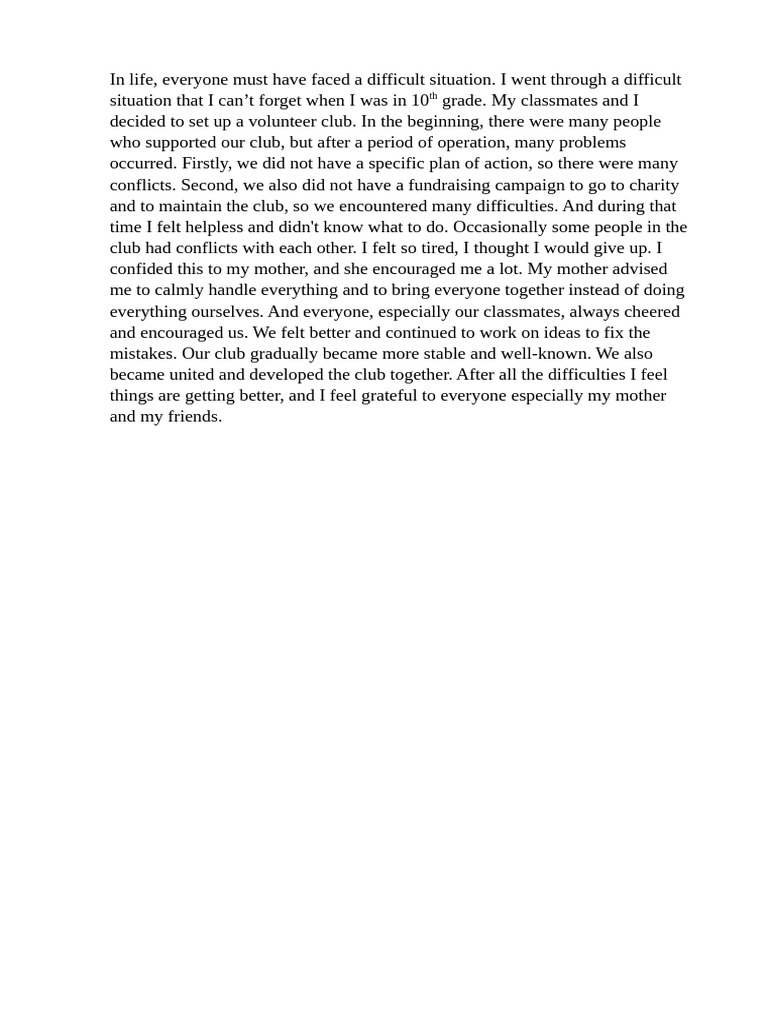 Difficult Situation | PDF