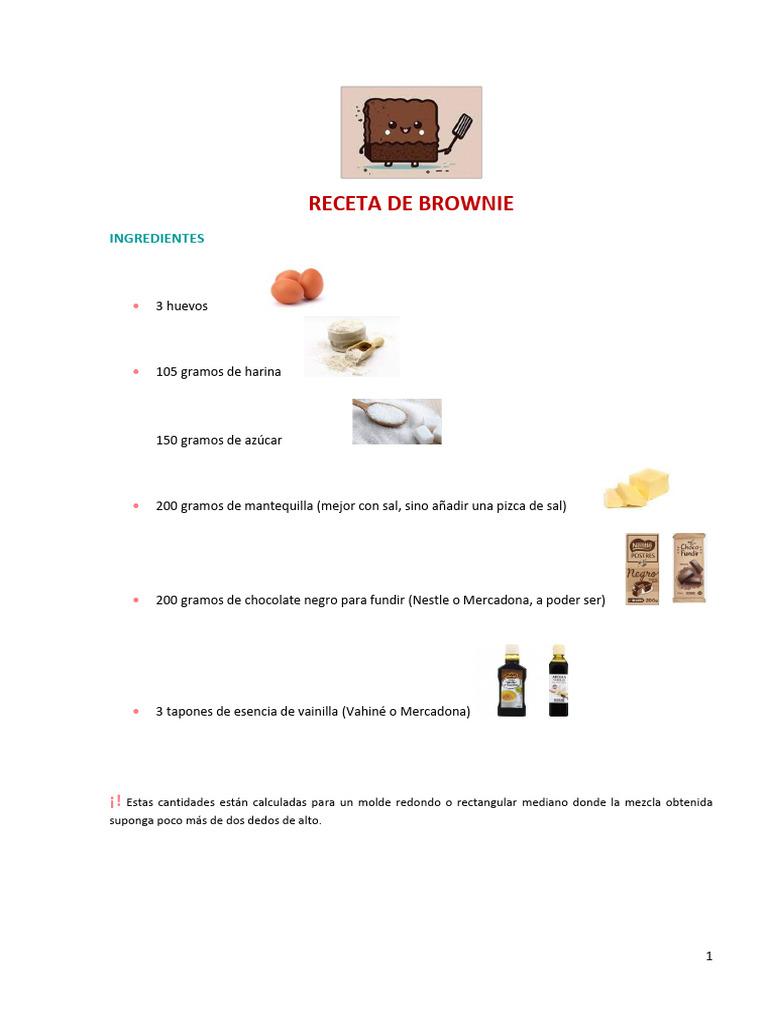 Receta de Brownie | PDF | Cocina, comidas y vino