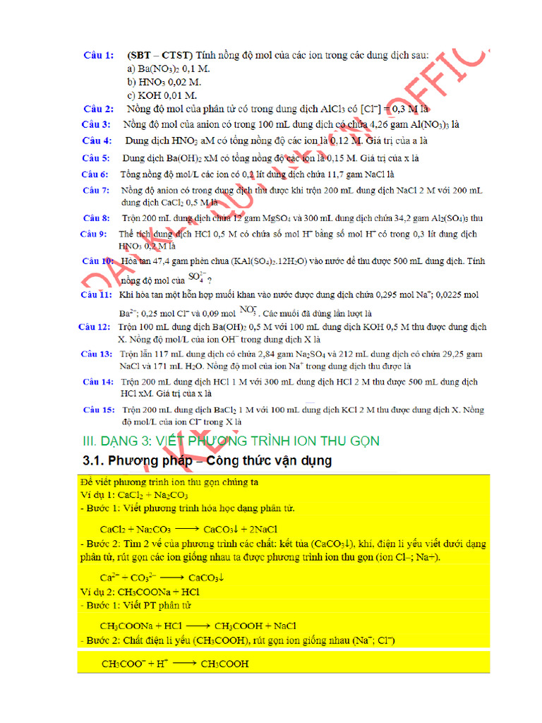 Phân D NG BT Hoá 11 Bài 2 | PDF