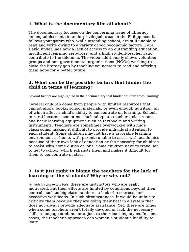 What Is The Documentary Film All About | PDF | Literacy | Learning
