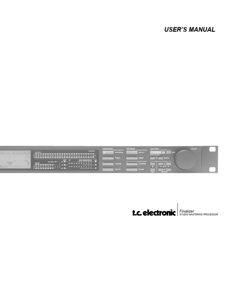 TC Electronic Finalizer User Manual | PDF | Equalization (Audio ...