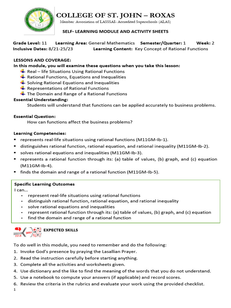 Gen Math Q1 W2 | PDF | Equations | Function (Mathematics)